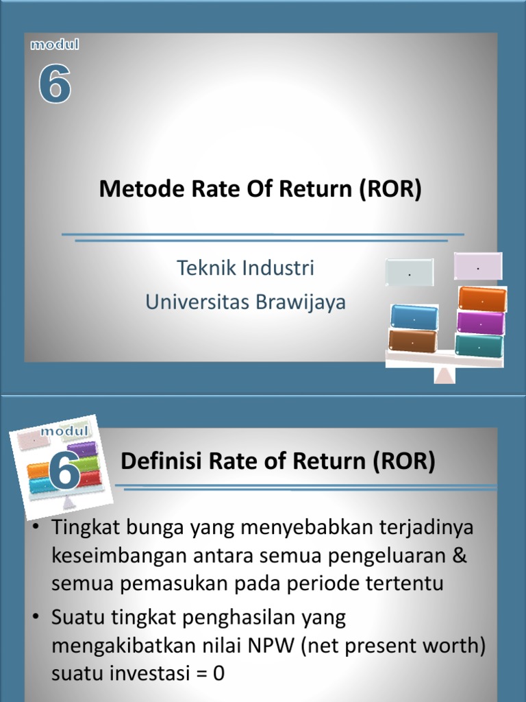 Metode Rate of Return (ROR) dan Analisisnya | PDF | Bisnis ...