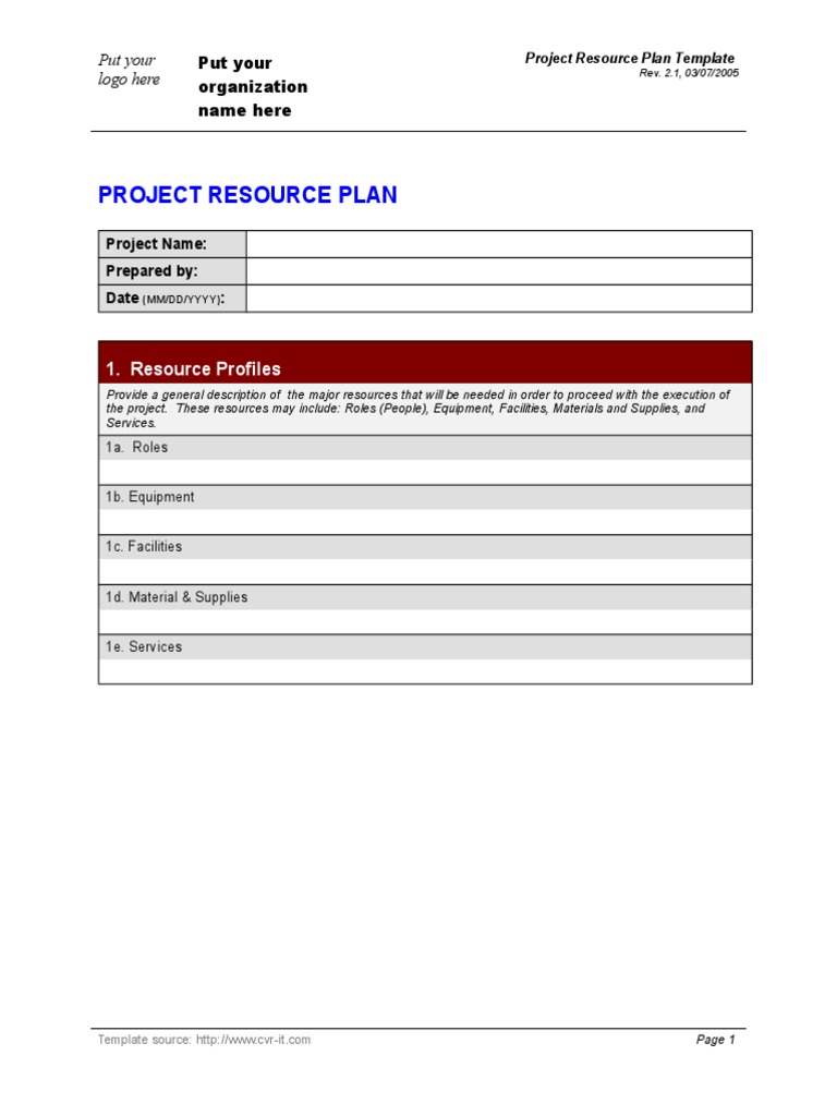 Resource Plan Template | PDF | Stakeholder (Corporate) | Resource