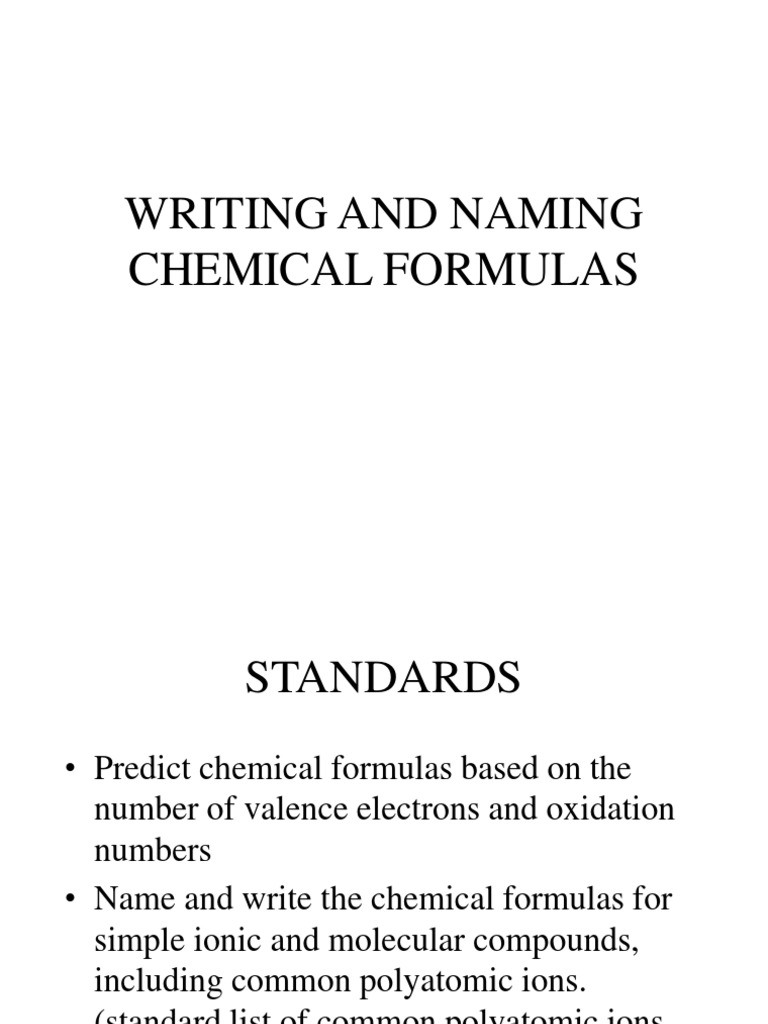 Writing and Naming Chemical Formulas | PDF
