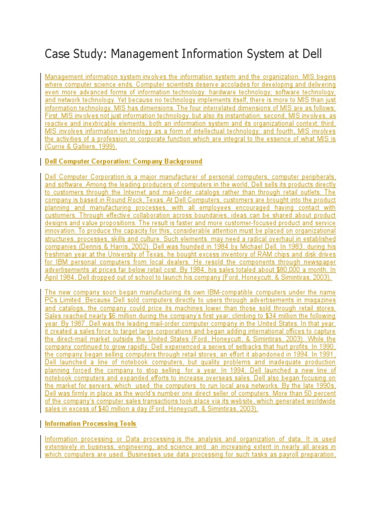 Case Study | PDF | Management Information System | Dell