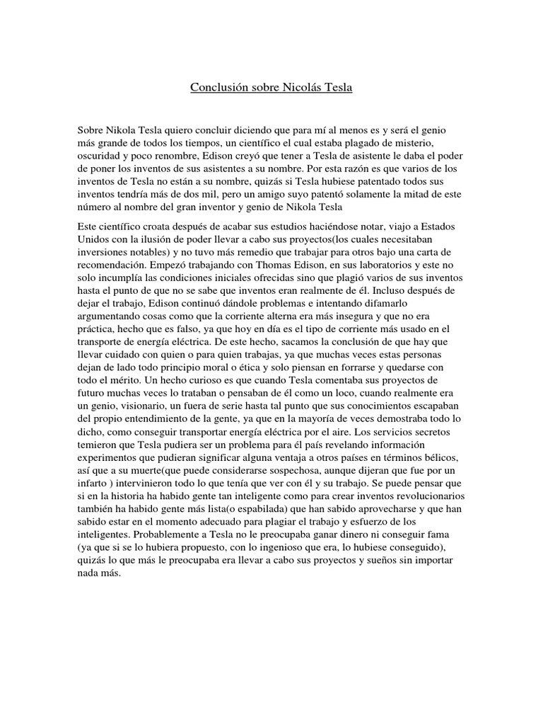 CONCLUSION | PDF | Nikola Tesla | Electromagnetismo