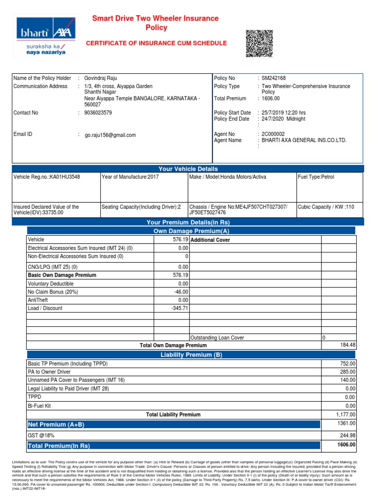Policy Schedule | PDF | Deductible | Liability Insurance