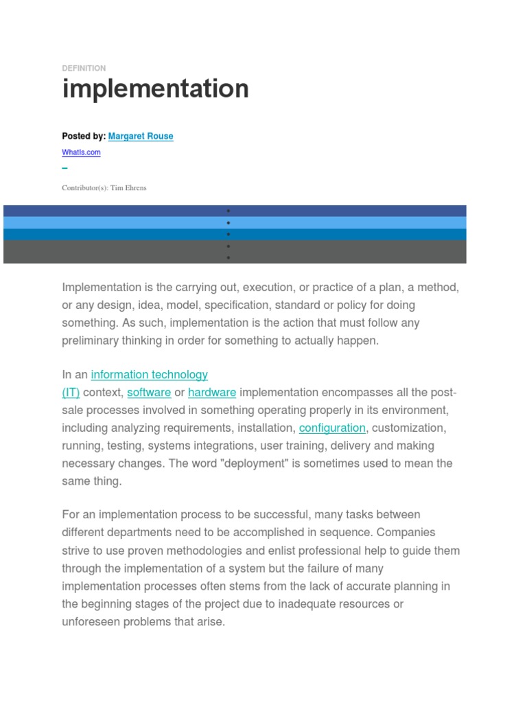 Implementation: Information Technology (IT) Software Hardware | PDF ...