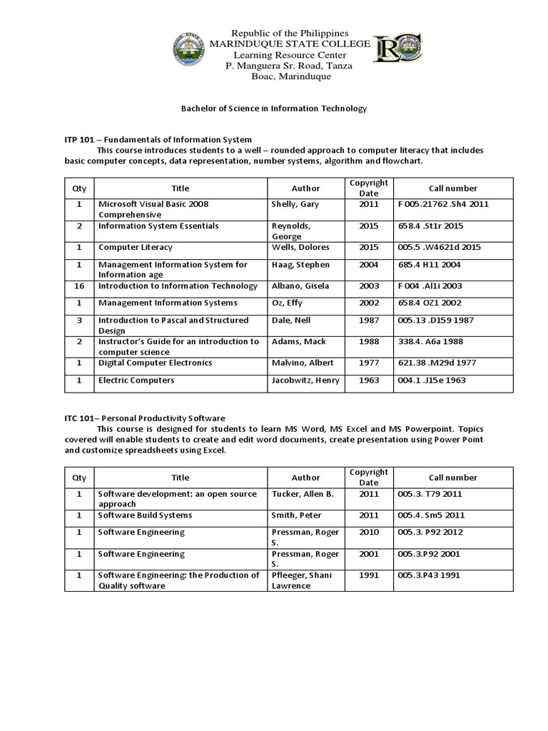 Bachelor of Science in Information Technology | PDF | Internet Protocol ...