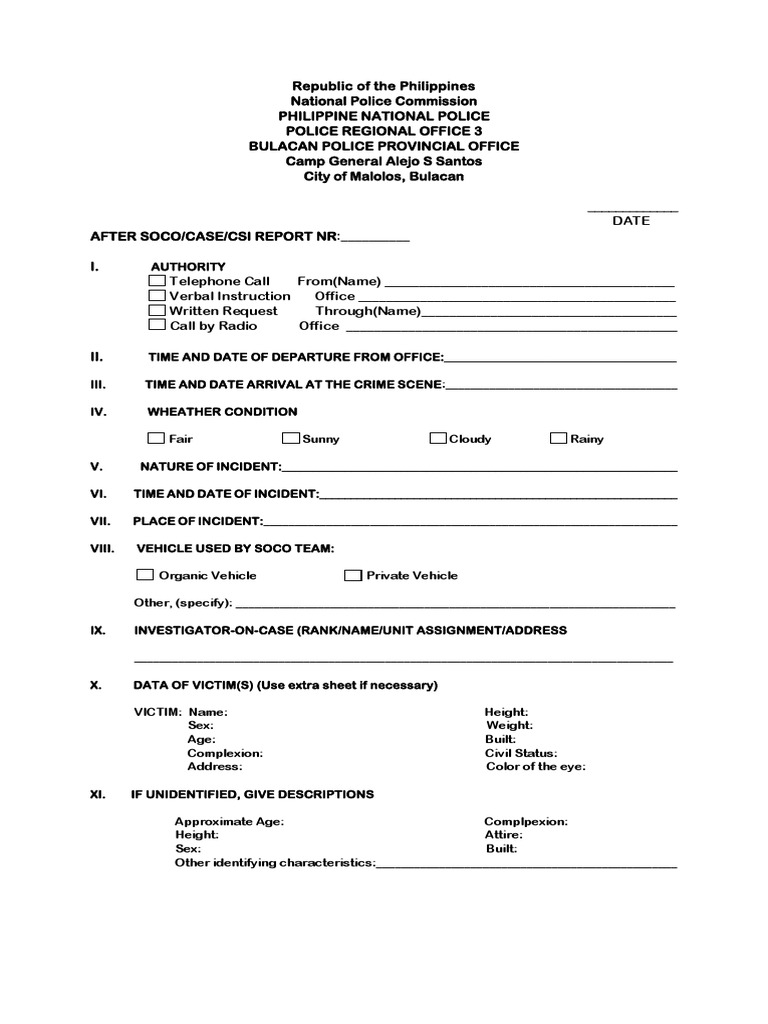 Soco Reportci | PDF | Crime Scene | Police