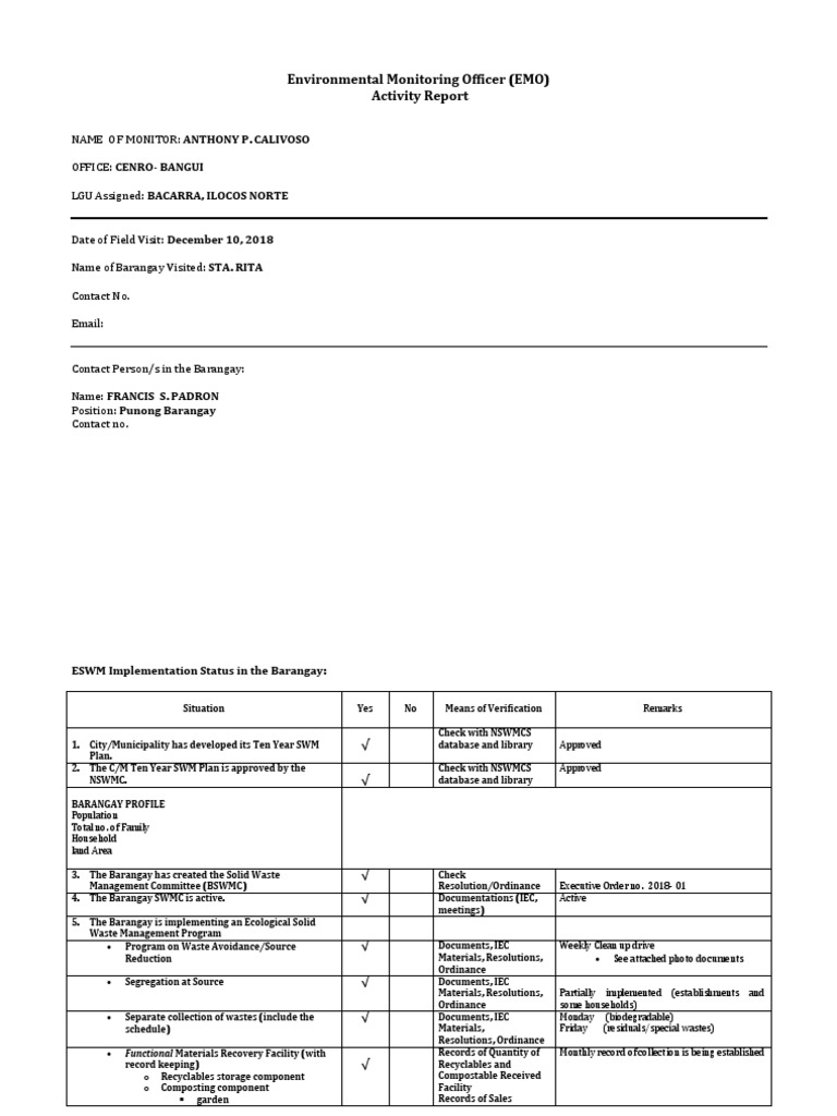 Final Activity Report | PDF | Waste Management | Waste
