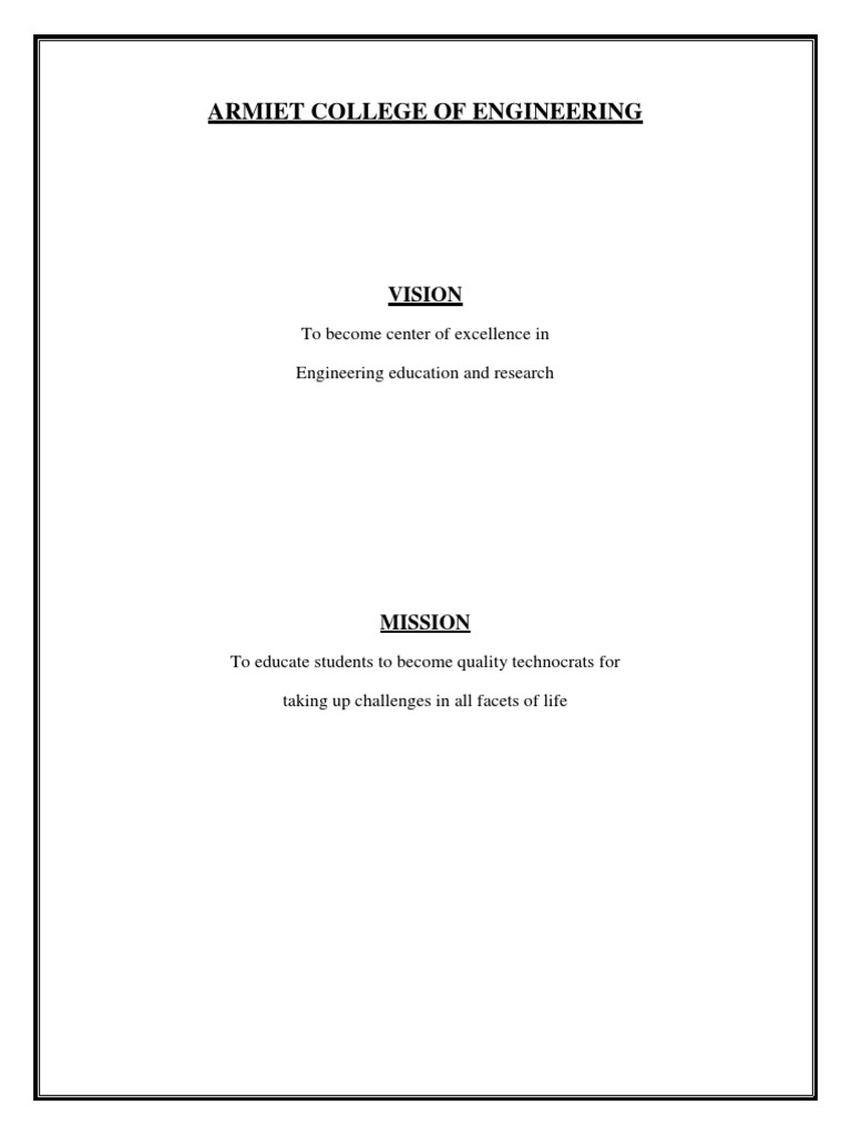 Armiet College of Engineering: Vision | PDF | Science | Engineering