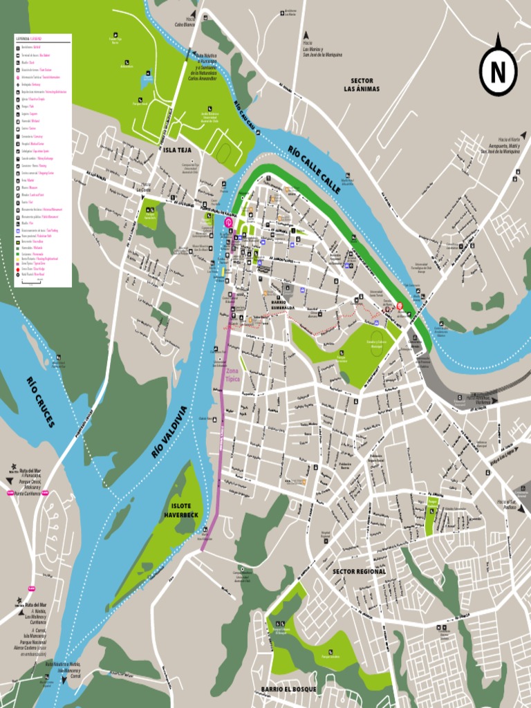 Mapa Turístico de Valdivia, Chile | PDF | Turismo y Ocio | Naturaleza