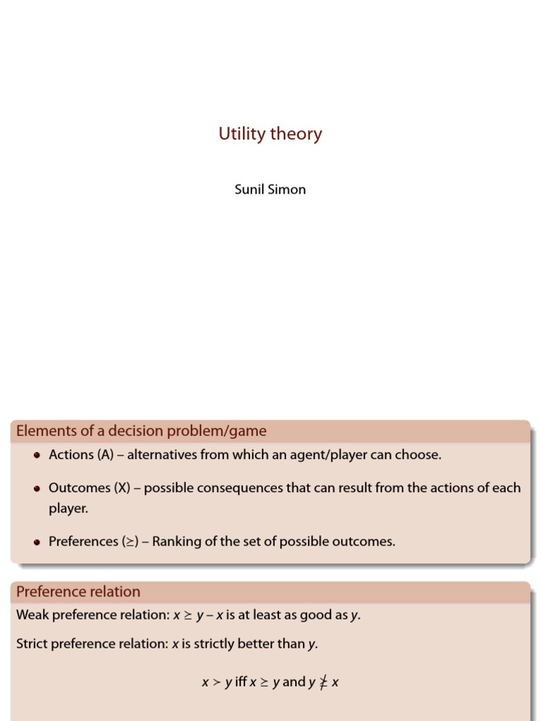 Utility Theory: Sunil Simon | PDF | Utility | Mathematical Analysis