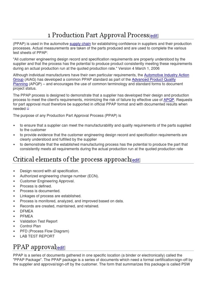 1 Production Part Approval Process: supply chain | Business Process ...