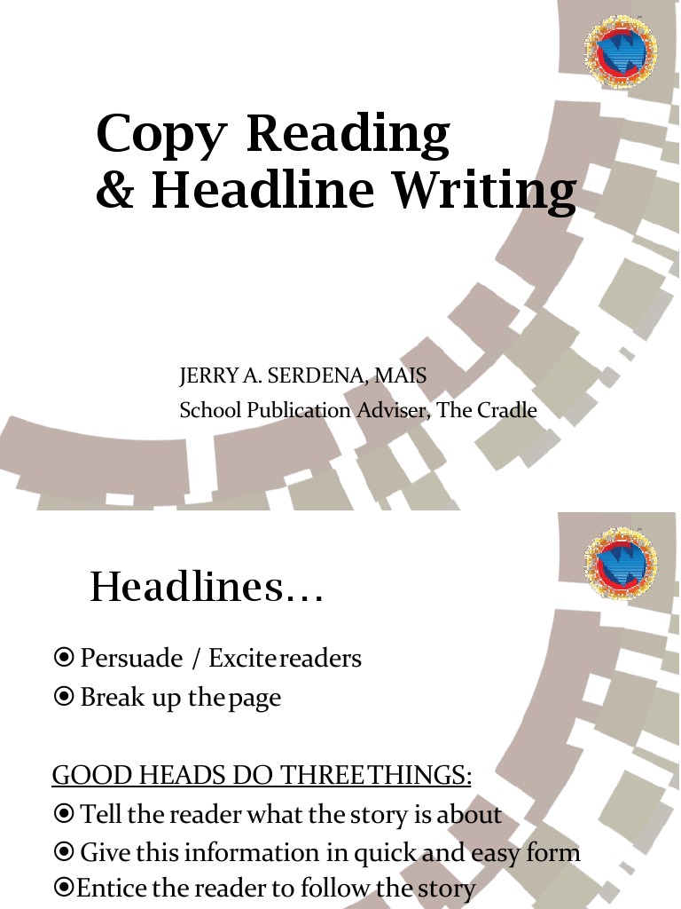 Copy Reading & Headline Writing: Jerry A. Serdena, Mais School ...