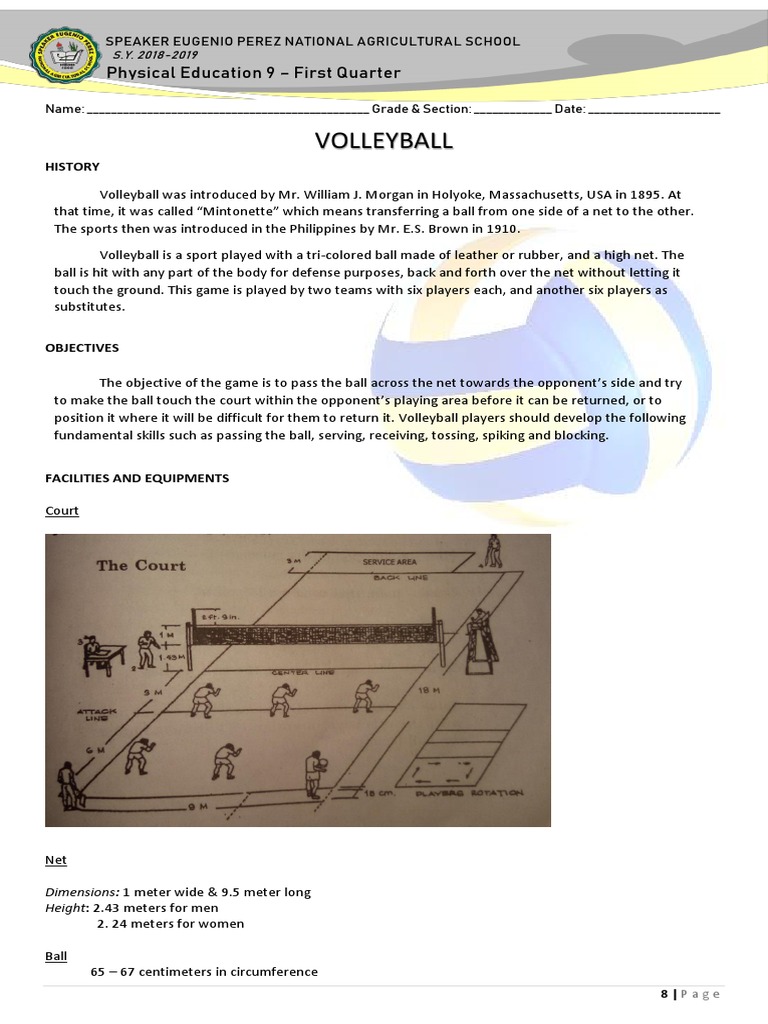 Volleyball Handouts For Grade 9 | Download Free PDF | Volleyball | Referee