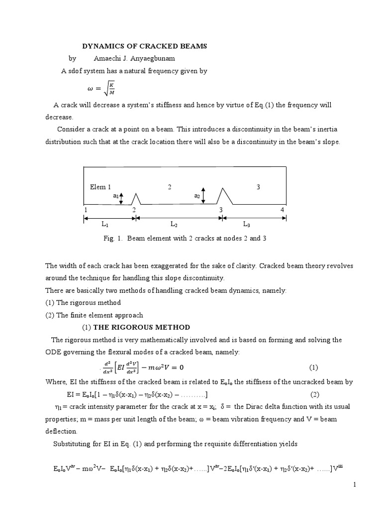Dynamics of Cracked Beams | PDF | Stiffness | Matrix (Mathematics)