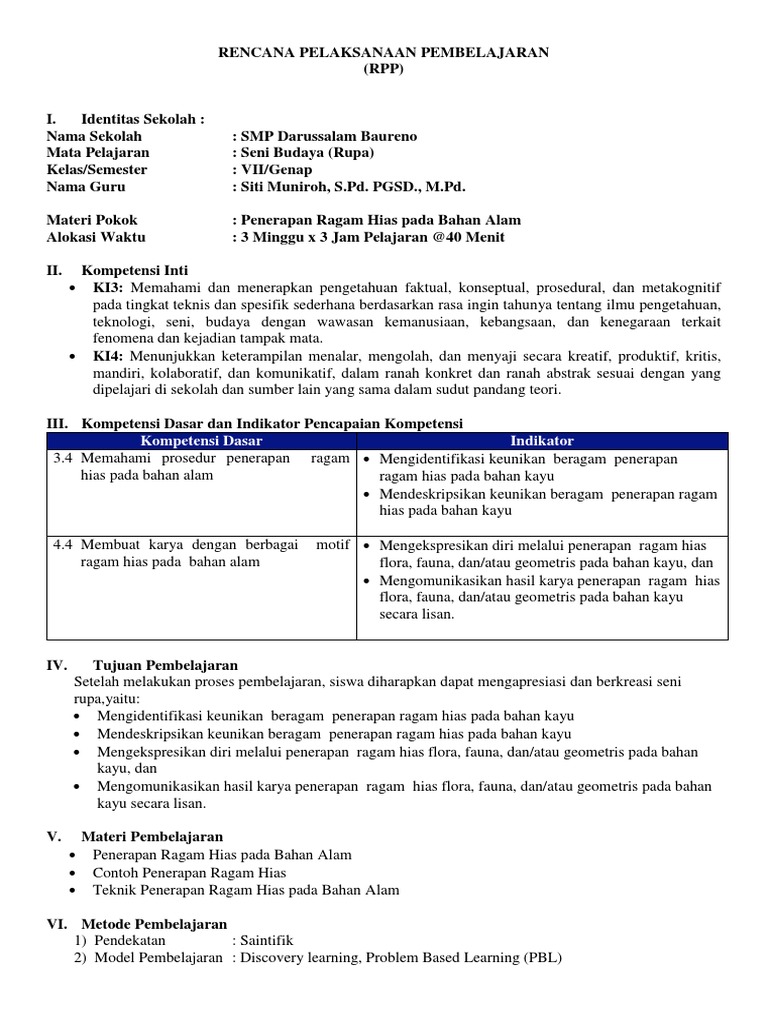 RPP 4 Seni Rupa | PDF