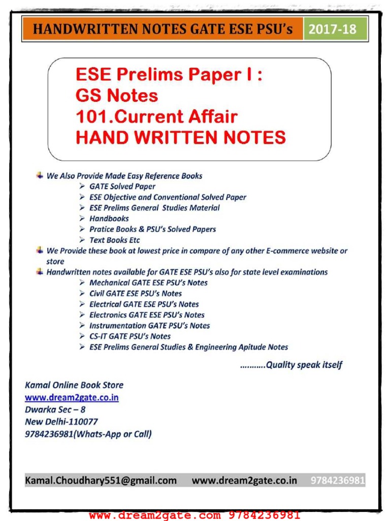 ESE Prelims GS Short Notes | PDF | Engineering | Electronics