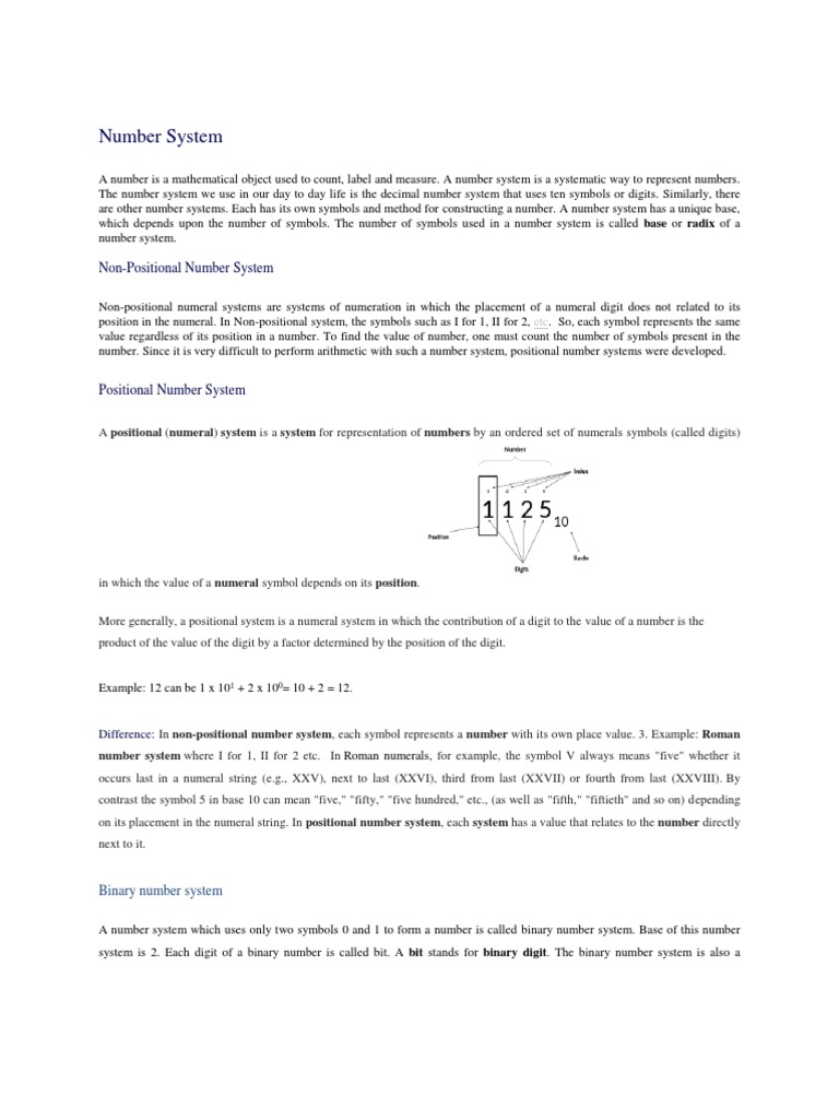 Non-Positional Number System | PDF | Numbers | Decimal