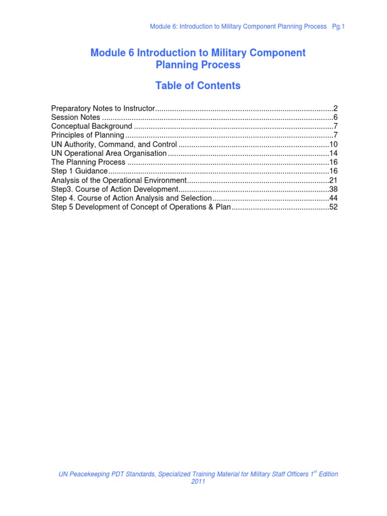 Module 6 Military Component Planning Process | PDF | Peacekeeping ...