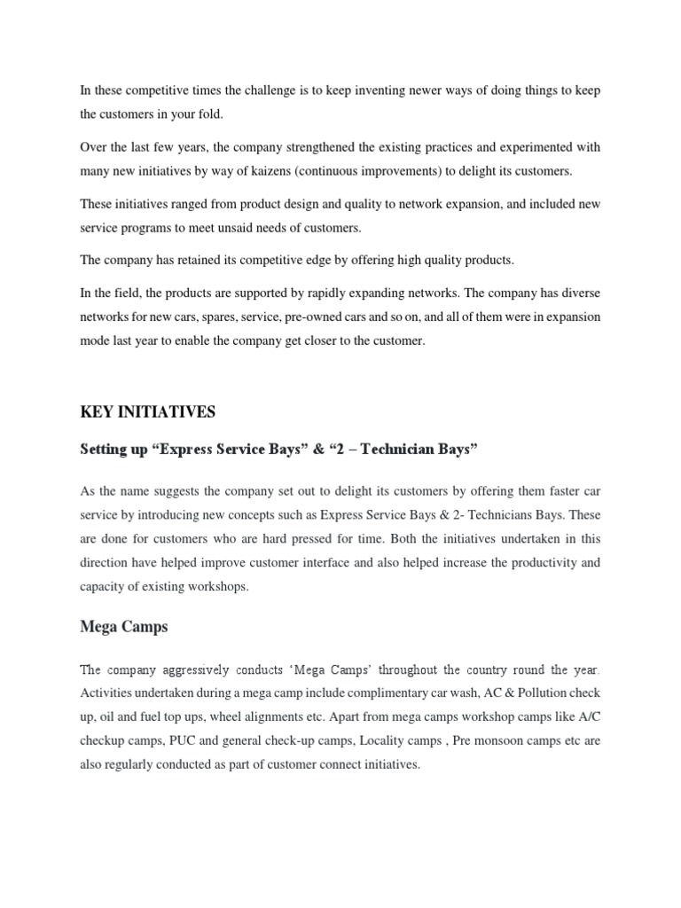 Key Initiatives: Setting Up "Express Service Bays" & "2 - Technician ...