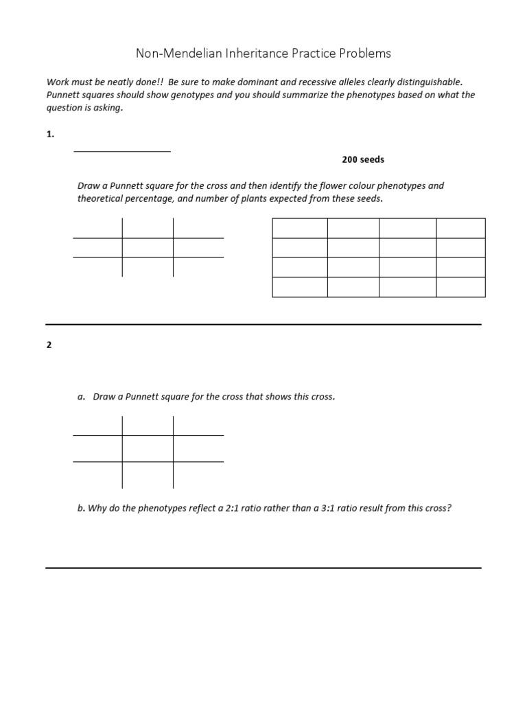 Non-Mendelian Practice Key | PDF | Dominance (Genetics) | Zygosity