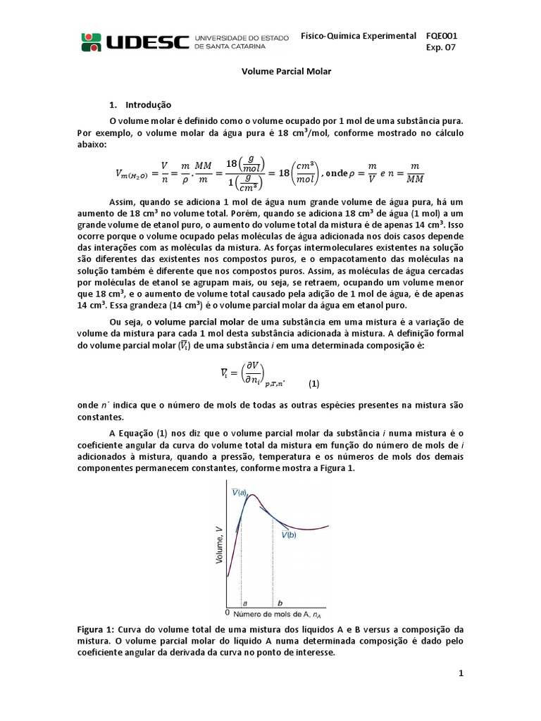 Volume Parcial Molar em Misturas Líquidas | PDF | Entalpia | Mol (unidade)
