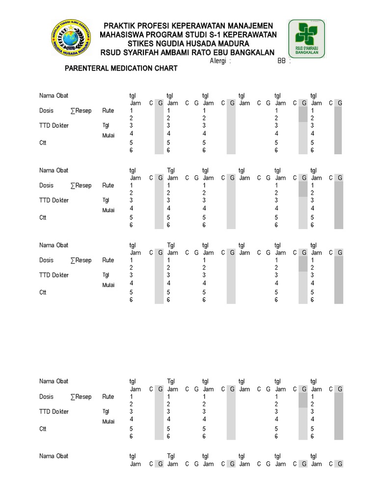 Parenteral Medication Chart | PDF