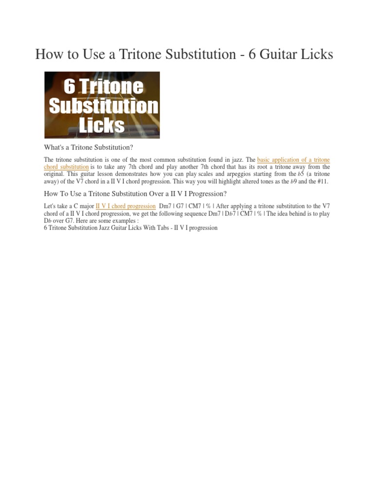 How To Use A Tritone Substitution | PDF | Musical Scales | Elements Of ...