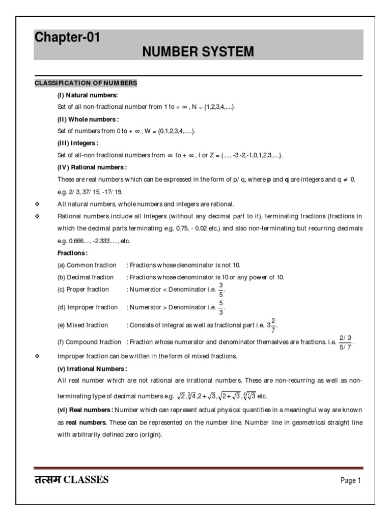 Understanding Classification of Numbers | PDF | Fraction (Mathematics ...