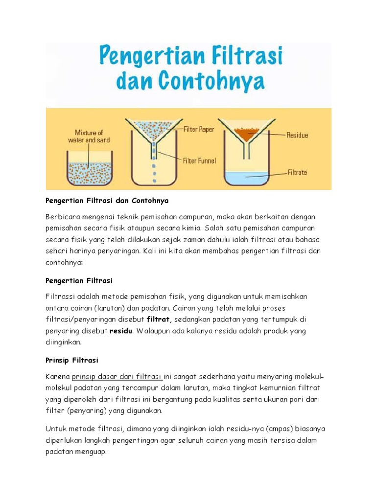 Pengertian Filtrasi Dan Contohnya | PDF | Sains & Matematika