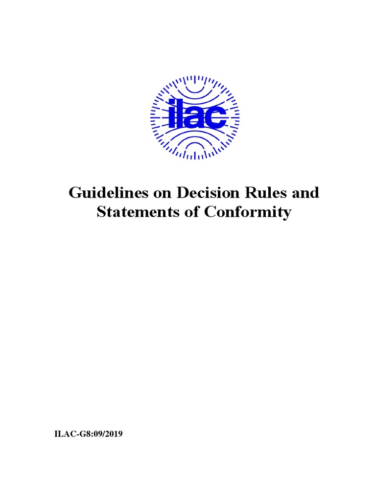 ILAC G8!09!2019 Guidelines Decision Rules Statements of Conformity | PDF | Uncertainty | Risk
