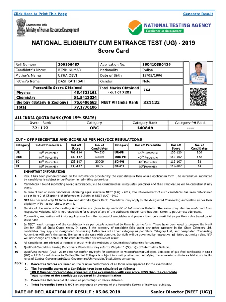 Neet Result | PDF