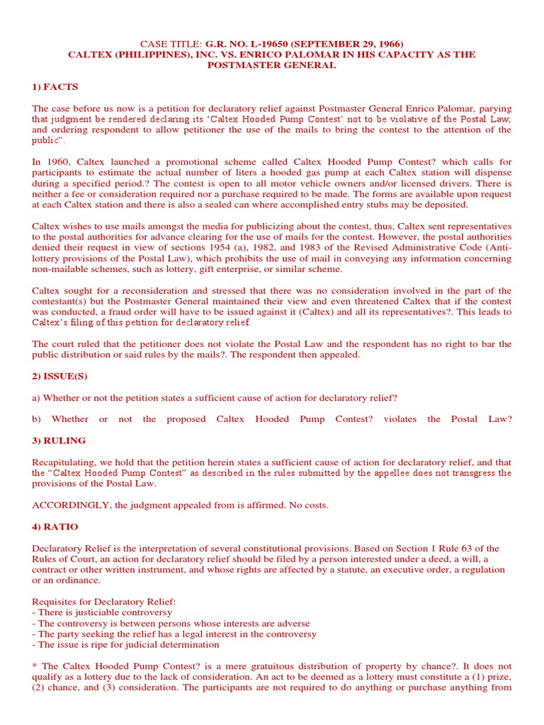 G.R. No. L-19650 (September 29, 1966) | PDF | Declaratory Judgment ...