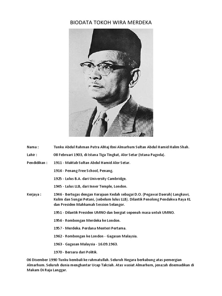 Biodata Tokoh Wira Merdeka | PDF