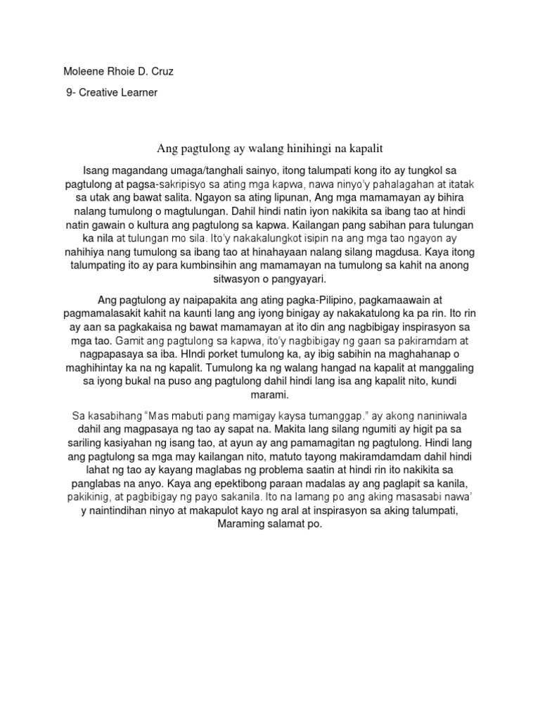 Talumpati Sa Filipino