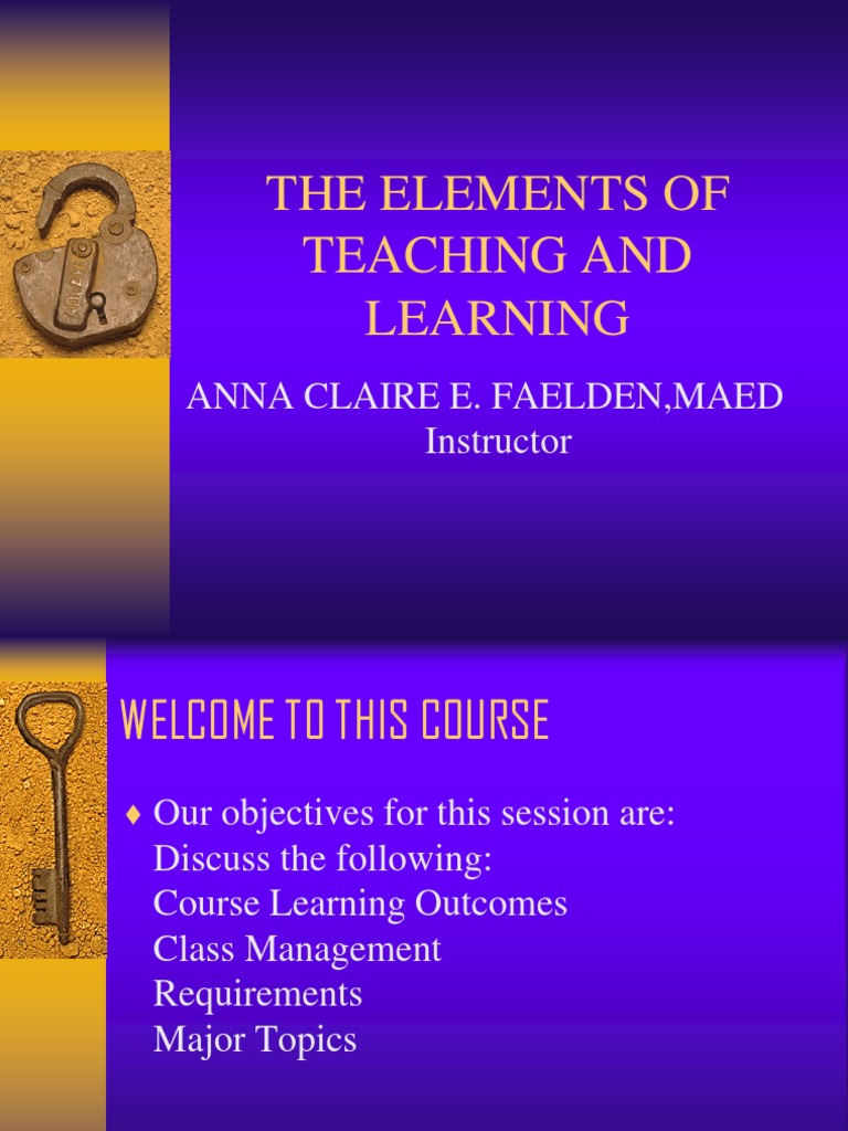 The Elements of Teaching and Learning: Anna Claire E. Faelden, Maed ...