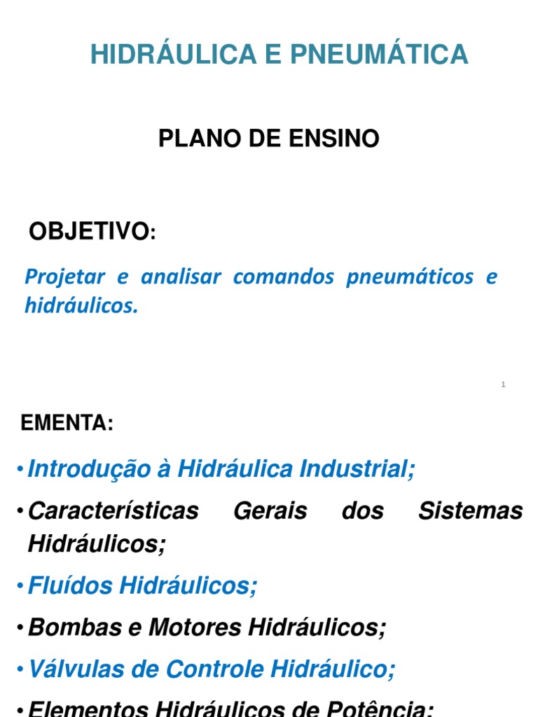 Plano Ensino Hidr Pneu Autom | PDF | Tecnologias de gás | Engenharia Mecânica