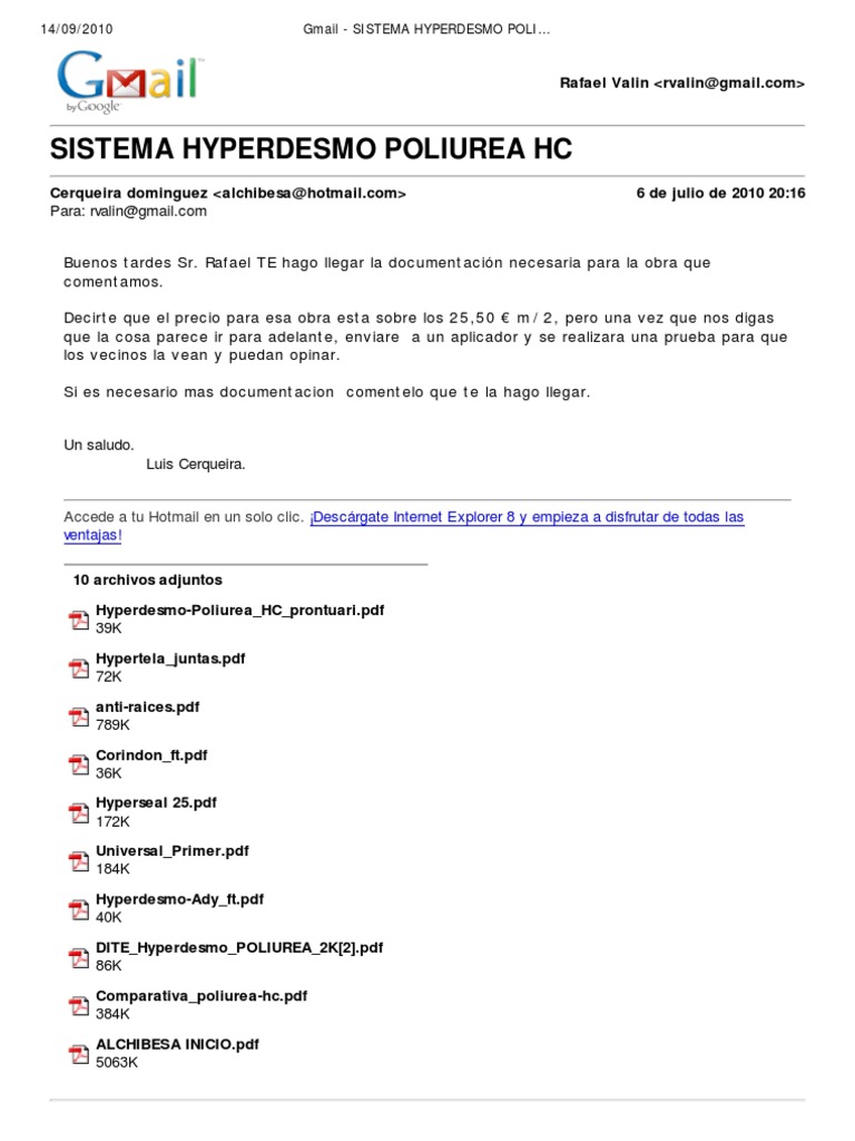 Sistema Hyperdesmo Poliurea HC | PDF | Informática | ciberespacio