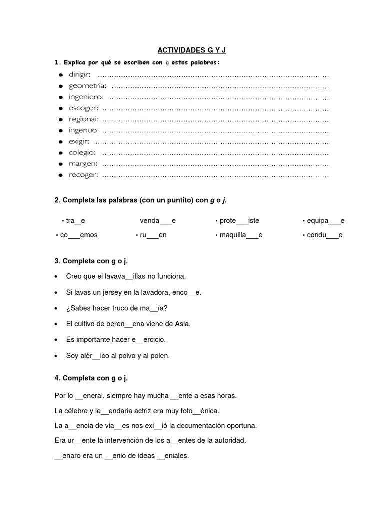 Actividades G y J | PDF