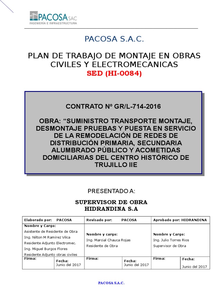 Plan de Trabajo RCHT Sed Hi-0084ff | PDF | Electricidad | Electromagnetismo