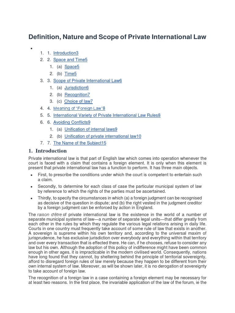 Private International Law: Definition & Scope | PDF | European ...