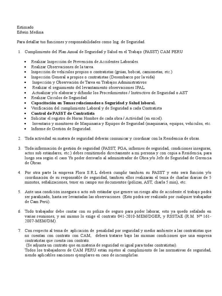 Funciones y Responsabilidades Del Ing de Seguridad | PDF | Derecho ...