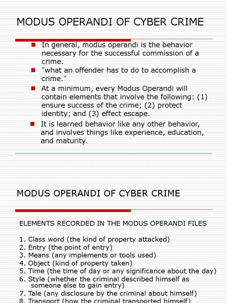 Modus Operandi of Cyber Crime | Cybercrime | Cyberwarfare