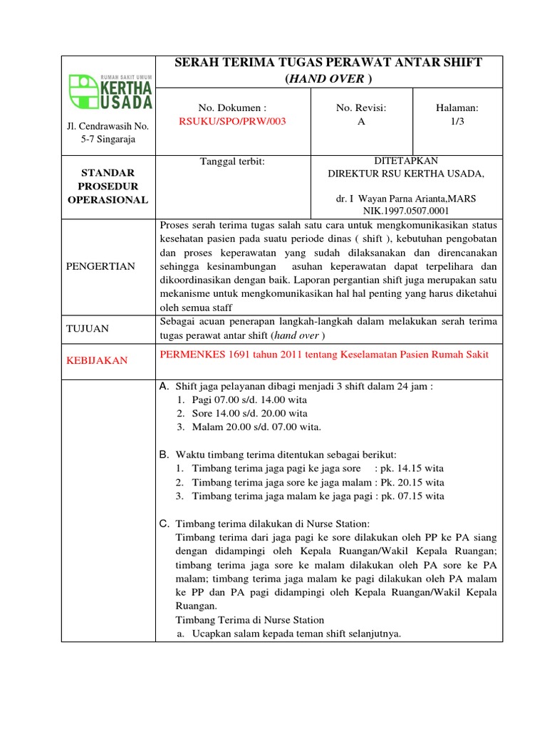 SPO Hand Over Antar Shif 2 | PDF
