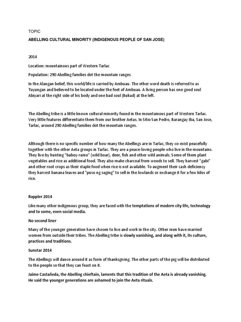 Understanding the Abelling Tribe: A Study of the Indigenous People's ...