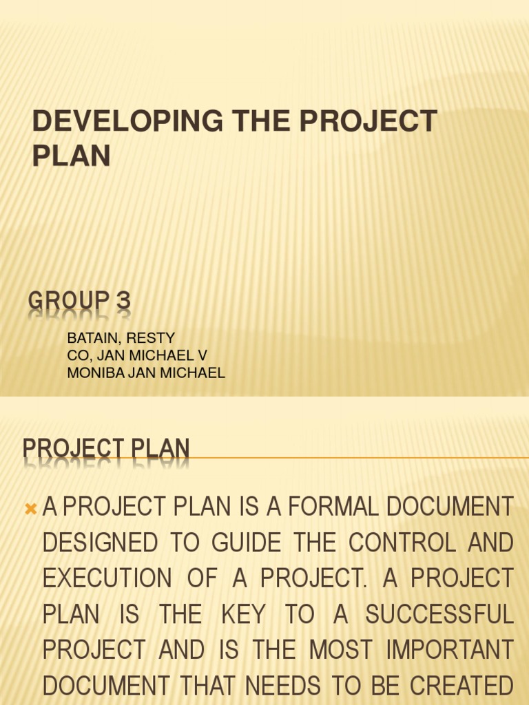 Developing The Project Plan: Group 3 | PDF | Economies | Business