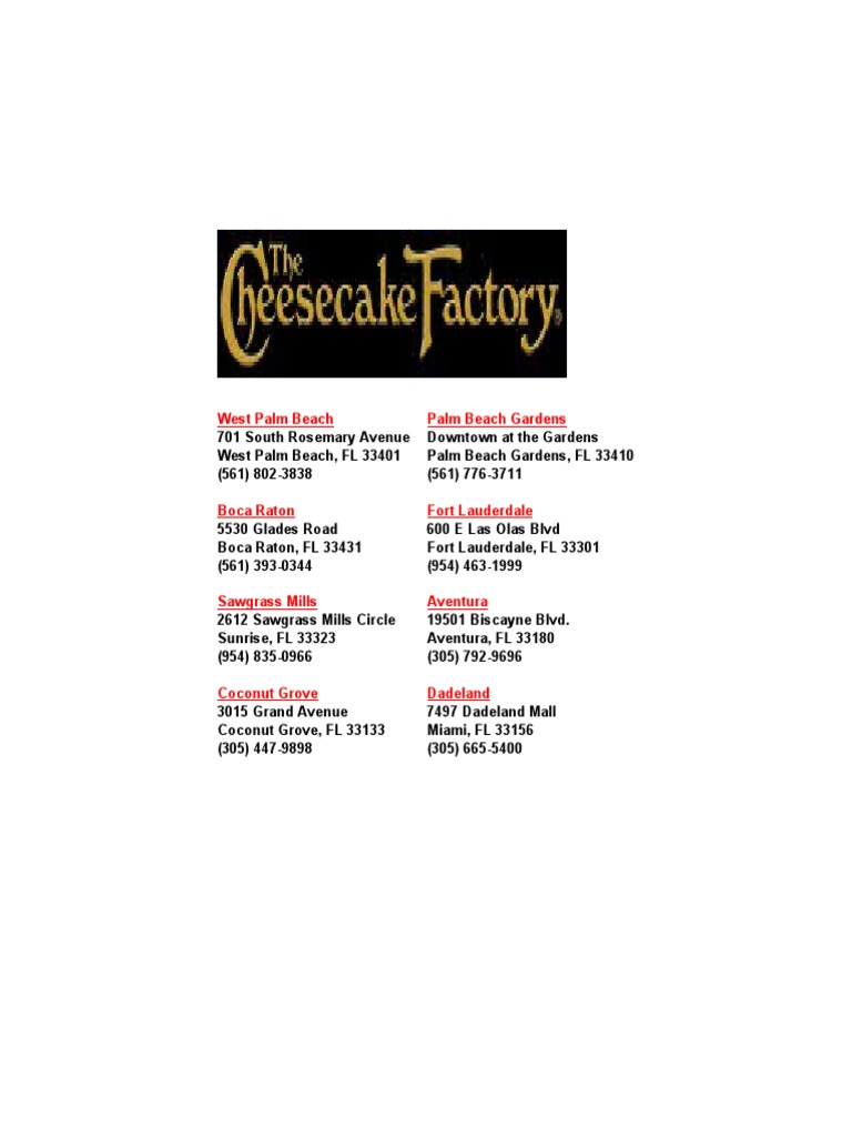 Cheesecake Factory | PDF