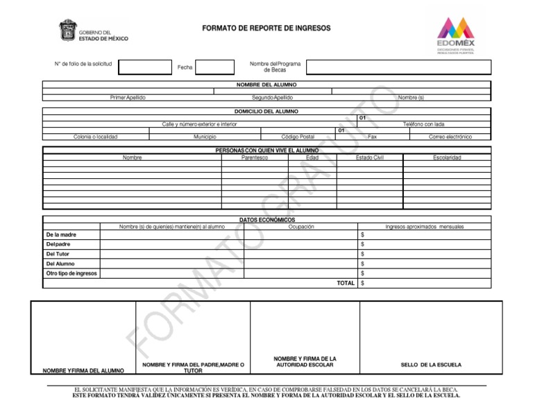 Formato de Reporte de Ingresos 2019-2020