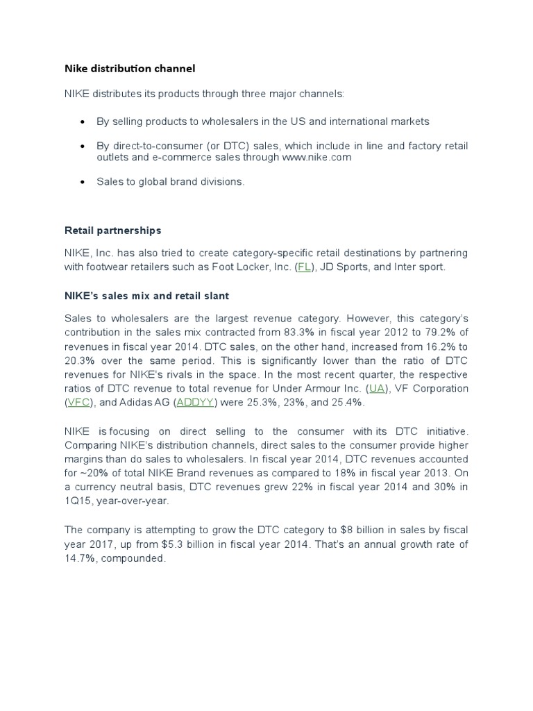 Channel Of Distribution For Nike