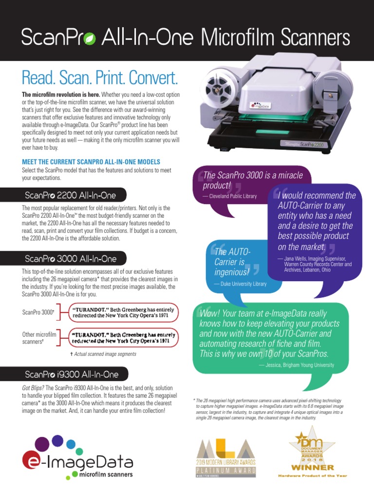 Scanpro3000 All in Onebrochure | PDF | Microform | Image Scanner