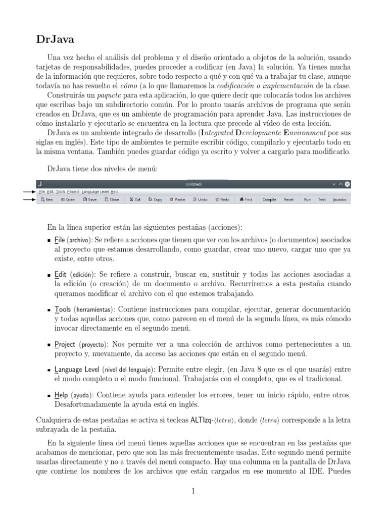 Guía de uso de DrJava para programar en Java | PDF | Archivo de computadora | Java (lenguaje de ...