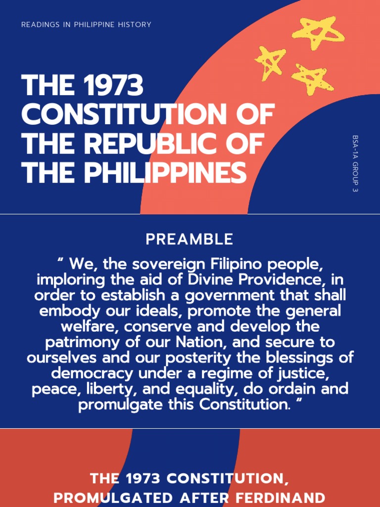 THE 1973 Constitution of The Republic of The Philippines: Readings in Philippine History | PDF ...